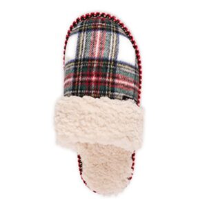 MUK LUKS Women's Frida Scuff Slippers, White Plaid, 9-10