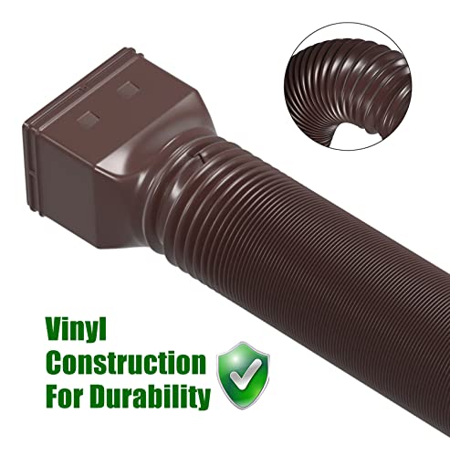 YOTODY Rain Gutter Downspout Extensions Flexible,Down Spout Drain Extender Diverter Extendable from 21 to 60 in,Screws for Included (Brown)