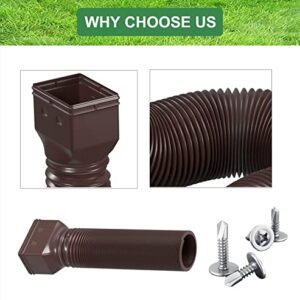 YOTODY Rain Gutter Downspout Extensions Flexible,Down Spout Drain Extender Diverter Extendable from 21 to 60 in,Screws for Included (Brown)