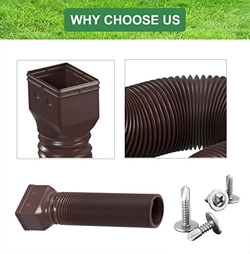 YOTODY Rain Gutter Downspout Extensions Flexible,Down Spout Drain Extender Diverter Extendable from 21 to 60 in,Screws for Included (Brown)