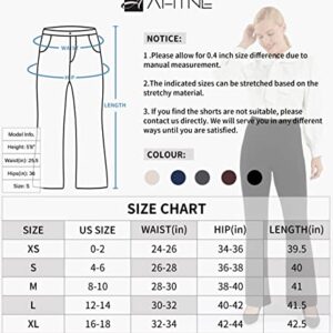 AFITNE Dress Pants for Women Business Casual Stretchy Bootcut Work Office Pants Yoga Dress Slacks High Waisted with Pockets Black-M