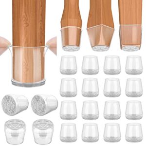 baleine 16 pack silicone chair leg floor protectors, stool leg protectors cap, non-slip chair leg caps for hardwood floors (clear & large, 16 pack)