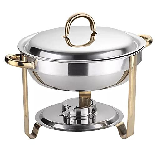 Shabu-Shabu Chafing Dish Stainless Steel Hot Pot 4L Food Warmers Food Trays for Party Buffet Soup Pot Cookware with Alcohol Stove