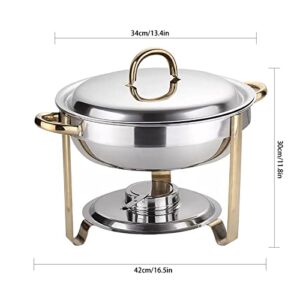 Shabu-Shabu Chafing Dish Stainless Steel Hot Pot 4L Food Warmers Food Trays for Party Buffet Soup Pot Cookware with Alcohol Stove