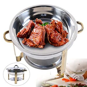 Shabu-Shabu Chafing Dish Stainless Steel Hot Pot 4L Food Warmers Food Trays for Party Buffet Soup Pot Cookware with Alcohol Stove