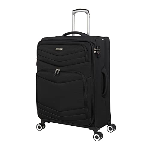 it luggage Intrepid 27" Softside Checked 8 Wheel Expandable Spinner with TSA Lock, Black