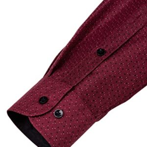 J.VER Men's Casual Long Sleeve Dress Shirt Print Business Button Down Shirts Burgundy 3X-Large