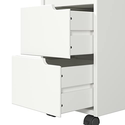 Adeptus Original Euro Roll Cart, Solid Wood, 6+2 Drawer Narrow Drawers Roll Carts, White