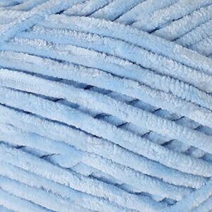 2 Skein La Mia Mellow Velvet Chenille Yarn for Knitting and Crocheting Baby Clothes, Blankets and Accessories, 100% Polyester, 100 gr (3.5 oz) / 115 m (125 Yards), Super Bulky, Baby Blue - 907