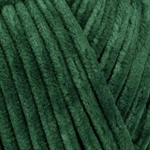 2 Skein La Mia Mellow Velvet Chenille Yarn for Knitting and Crocheting Baby Clothes, Blankets and Accessories, 100% Polyester, 100 gr (3.5 oz) / 115 m (125 Yards), Super Bulky, Green - 938