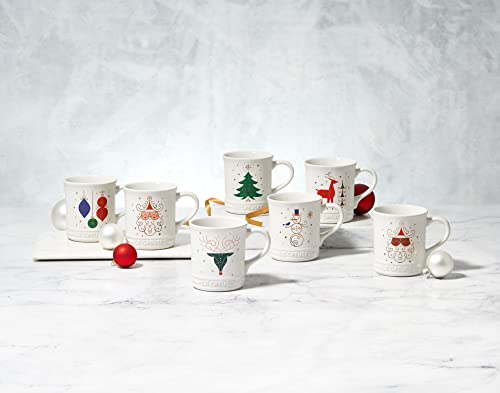 Le Creuset Stoneware Noel Collection Reindeer Face Mug, White w/Applique, 14 oz.