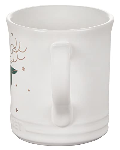 Le Creuset Stoneware Noel Collection Reindeer Face Mug, White w/Applique, 14 oz.