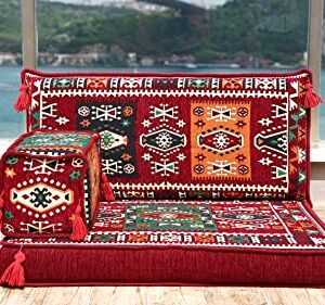 Authentic Arabic Majlis, Daybed Sofa, Arabic Floor Couch, Reading Loveseats, 8" Thickness Floor Seating Set, Moroccan Cushion