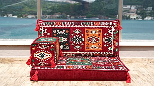 Authentic Arabic Majlis, Daybed Sofa, Arabic Floor Couch, Reading Loveseats, 8" Thickness Floor Seating Set, Moroccan Cushion