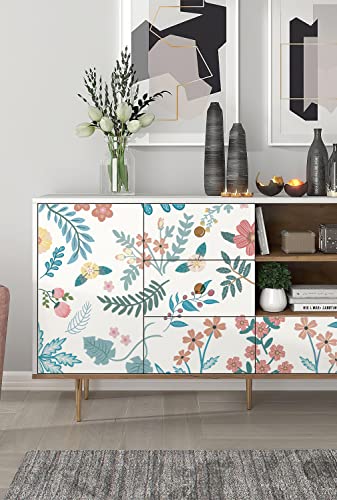 JiffDiff Boho Peel and Stick Wallpaper Floral Wallpaper Vintage Textured Wallpaper for Bedroom, Contact Paper Peel and Stick Kitchen Cabinet Furniture Nursery Renter Friendly Wallpaper