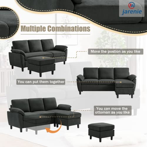 Jarenie 79" Convertible Sectional Sofa, Modern L Shaped 3-Seater Couches with Reversible Chaise for Living Room, Apartment and Small Space, Black