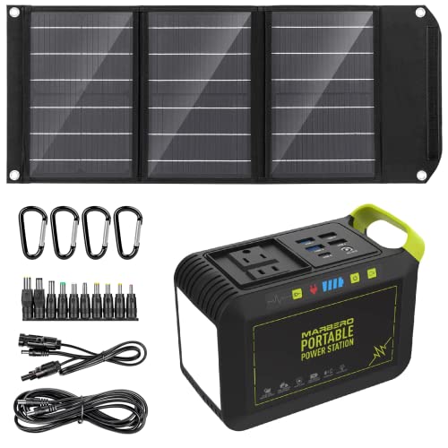 MARBERO Portable Power Station with Solar Panel Kit Solar Generator Included 110V Laptop Charger for Outdoor Home Camping Emergency RV