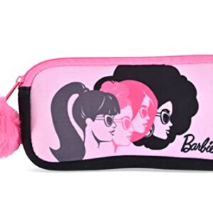 Barbie Girl's Cat Eye Sunglasses and Handled Hard Case Set (Pink-White-Black)