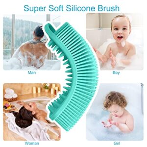 2 Pack Silicone Body Scrubber, 2 in 1 Shower and Scalp Massager Shampoo Brush, Soft Silicone Loofah for Sensitive Skin, Double-Sided Body Brush, Lathers Well, Gentle Exfoliating (Black,Green)