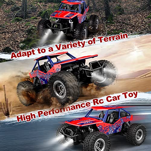 IVGUI Remote Control Car for Boys 8-12 & Age 4-7, 12 Mph High Speed Off Road 2.4Ghz All Terrains RC Truck with LED Headlight & 2 Rechargeable Batteries, 1:16 RC Monster Truck, Kids Car Toys