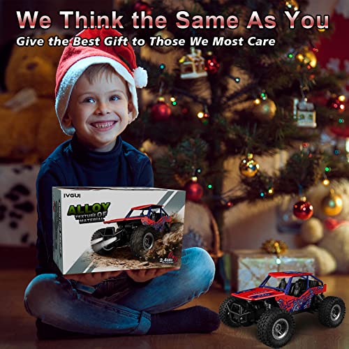 IVGUI Remote Control Car for Boys 8-12 & Age 4-7, 12 Mph High Speed Off Road 2.4Ghz All Terrains RC Truck with LED Headlight & 2 Rechargeable Batteries, 1:16 RC Monster Truck, Kids Car Toys