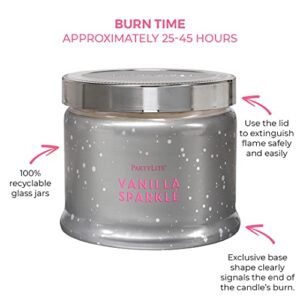 PartyLite Vanilla Sparkle 3-Wick Jar Candle, Highly Fragranced Clean Burning Glass Candle, 25-45 Hours Burn Time (Vanilla Sparkle)