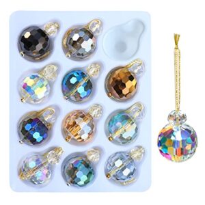 12 pcs multicolor crystal glass christmas balls ornaments, 0.87" mini colorful prism ball xmas tree decorations, hanging ornament clearance for wedding party home decor(multicolor)