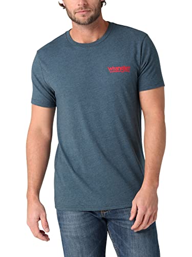 Wrangler Men's Western Crew Neck Short Sleeve Tee Shirt, Navy Original Denim, X-Large