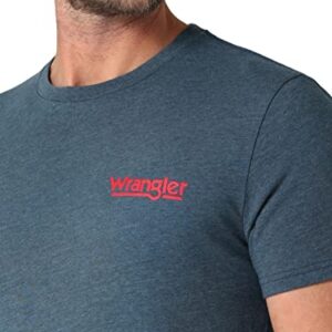 Wrangler Men's Western Crew Neck Short Sleeve Tee Shirt, Navy Original Denim, X-Large