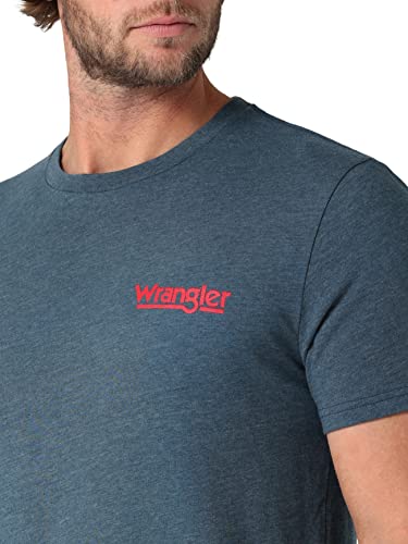 Wrangler Men's Western Crew Neck Short Sleeve Tee Shirt, Navy Original Denim, X-Large