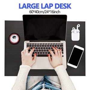 Folding Laptop Desk, Built-in Cup Slot, Book Stand, Portable Bed Tray Table Suitable for Study Writing Eating on Bed Couch Sofa Office Camping Party (60 * 40cm Black)