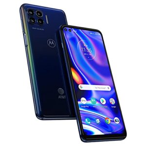 moto one 5g (128gb, 4gb) 6.7" fhd+, snapdragon 765, 48mp quad camera, 5g / 4g lte at&t locked - xt2075-2 (oxford blue) (renewed)