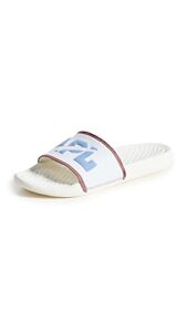 apl: athletic propulsion labs women's big logo techloom slide, ivory/forgedblue/beachwood, 8 medium us