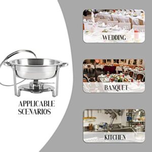 Restlrious Chafing Dish Buffet Set 3 Pack Stainless Steel Round Chafers and Buffet Warmers Set with Glass Viewing Lid, 5QT Foldable Complete Set for Buffet Catering w/Water Pan, Food Pan, Fuel Holder