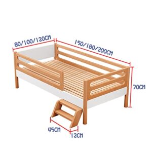 Wooden Bed Frame, Solid Wood Bedroom Furniture with Guardrail Boy Individual Widen Beech Baby Stitching Side Bed for Adults Teenagers Easy Assemble (Size : 150x80x40cm)