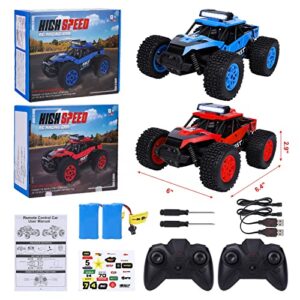 Remote Control Car,1:20 Scale RC Stunt Car,2WD High Speed 25 Mph All Terrains Monster Truck Electric Toy Off Road RC Toy Cars Crawler with LED Headlight for Xmas Birthday Gift Adults,Kids(Blue/Red)