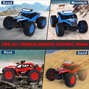 Remote Control Car,1:20 Scale RC Stunt Car,2WD High Speed 25 Mph All Terrains Monster Truck Electric Toy Off Road RC Toy Cars Crawler with LED Headlight for Xmas Birthday Gift Adults,Kids(Blue/Red)