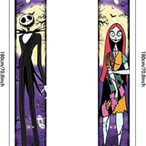 Jack Skellington Porch Sign Banner 2 Pcs 11.8×70.8" Halloween Nightmare Before Christmas Banner Halloween Party Supplies Welcome Sign Halloween Door Banner fall Decorations