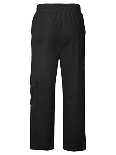 WDIRARA Men's Drawstring Waist Streetwear Long Cargo Pants with Pockets Black M