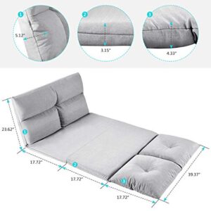 EMKK Fabric Couch Lounge with 5 Adjustable Reclining Position, Foldable Japanese Futon, Tatami Style Floor Sofa Bed for Sit Sleep Naps or Play, Twin, Gray Sofabed