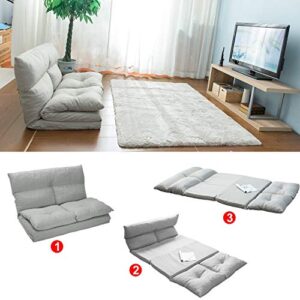 EMKK Fabric Couch Lounge with 5 Adjustable Reclining Position, Foldable Japanese Futon, Tatami Style Floor Sofa Bed for Sit Sleep Naps or Play, Twin, Gray Sofabed