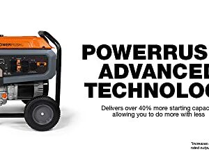 Generac 7681 GP6500 6,500-Watt Gas-Powered Portable Generator - PowerRush Technology for Increased Starting Capacity - Reliable and Durable - Easy Transport and Maintenance - Includes Cord