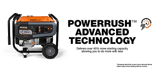 Generac 7681 GP6500 6,500-Watt Gas-Powered Portable Generator - PowerRush Technology for Increased Starting Capacity - Reliable and Durable - Easy Transport and Maintenance - Includes Cord