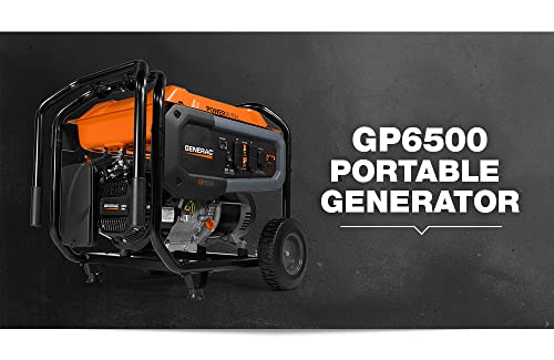 Generac 7681 GP6500 6,500-Watt Gas-Powered Portable Generator - PowerRush Technology for Increased Starting Capacity - Reliable and Durable - Easy Transport and Maintenance - Includes Cord