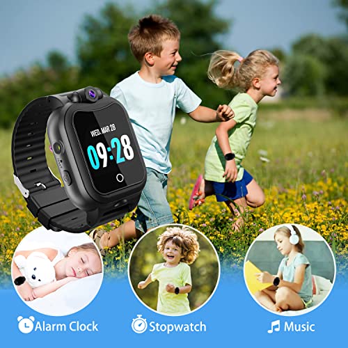 Engpure Kids Smart Watch Girls Touchscreen - 90°Rotatable Camera Bluetooth Radio, Boysl Birthday Gifts for 3-10 Year Old Kids Watch Music Flashlight Pedometer Games Alarm Clock with 32GB Memory Card