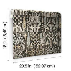 RoomMates RMK12371PL Persian Ikat Peel and Stick Wallpaper, Black, Taupe