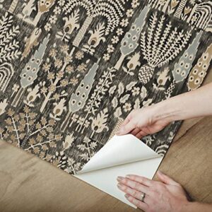 RoomMates RMK12371PL Persian Ikat Peel and Stick Wallpaper, Black, Taupe