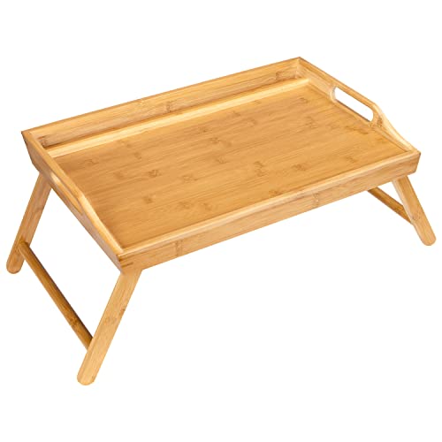 ROSSIE HOME Bamboo Bed Tray, Lap Desk with Phone Holder - Fits up to 15.6 Inch Laptops and Most Tablets - Natural - Style No. 78007, Medium