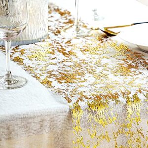 Qililandiy Gold Tulle Fabric Roll 11 Inch Sparkling Organza Fabric Spool Tulle Spool 10 Yards for Christmas Party Wedding Tutu Gift Wrap Table Decoration