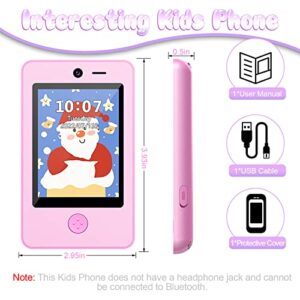 Kids Phone for Girls, Touch Screen Kids Cell Phone with 2 Camera Games Alarm Clock MP3 Music Player, Phones for Kids Christmas Birthday Gifts Toddler Learning Toys for Children Ages 3 4 5 6 7 8